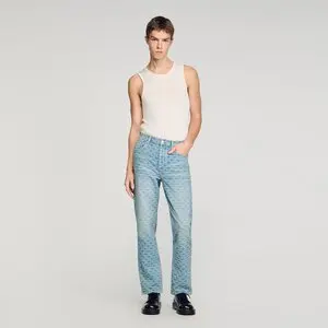 Sandro Regular-fit Square Cross Jeans - Sky Blue