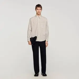 Sandro Striped Cotton Shirt - White / Navy