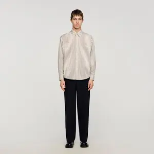 Sandro Striped Cotton Shirt - White / Navy
