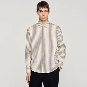 Sandro Striped Cotton Shirt - White / Navy