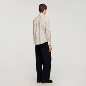 Sandro Striped Cotton Shirt - White / Navy