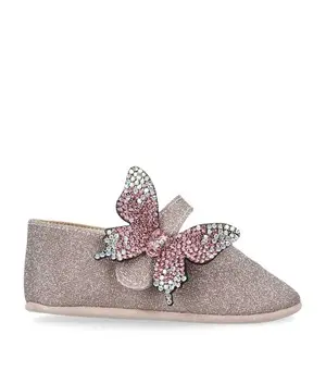 BABYWALKER Crystal Butterfly Ballet Flats - Pink