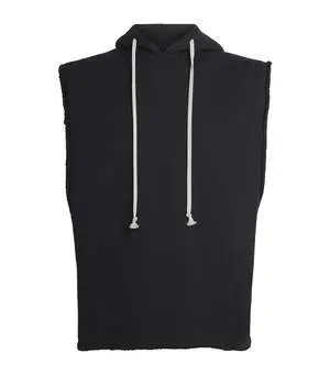 Rick Owens Cotton Jersey Sleeveless Hoodie - Black