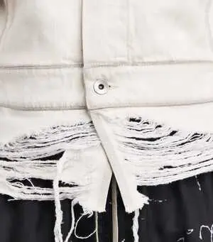 Rick Owens Cropped Distressed Denim Jacket