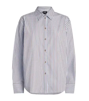 ME+EM Cotton Stripe Relaxed Forever Shirt - Blue