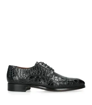 Magnanni Crocodile Leather Oxford Shoes - Black