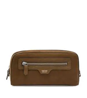 TOM FORD Suede Wash Bag - Brown