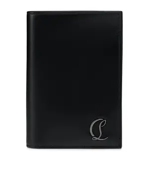 CHRISTIAN LOUBOUTIN Mooncrest Leather Passport Holder - Black