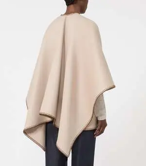 Max Mara Virgin Wool Cape With Logo And Belt