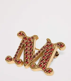 Max Mara Embellished Monogram Brooch