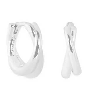 ASTRID & MIYU Crossover Illusion Huggie Earrings - Silver