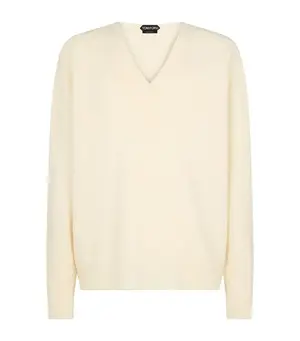 TOM FORD Wool V-neck Sweater - Beige