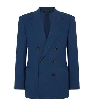 TOM FORD Virgin Wool Double-breasted Blazer - Blue
