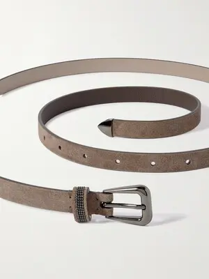 Brunello Cucinelli Suede Belt With Monili Bead Embellishment