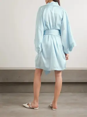 Olivia Von Halle Mimi Silk-satin Robe - Blue