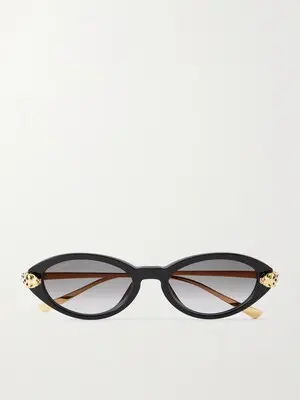 Cartier Panthère De Oval-frame Sunglasses - Black