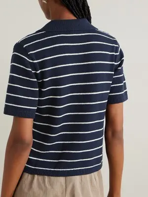 FRAME Striped Cotton-blend Polo Shirt