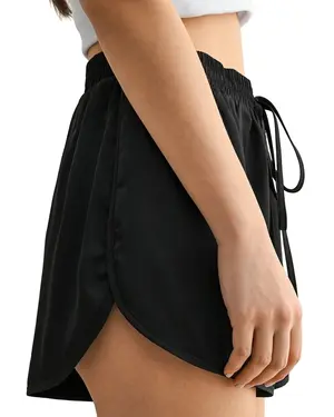 LUVEE Mable Satin Boxer Shorts - Black