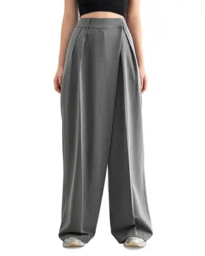 LUVEE Mable Mid Rise Wrap Pants - Charcoal