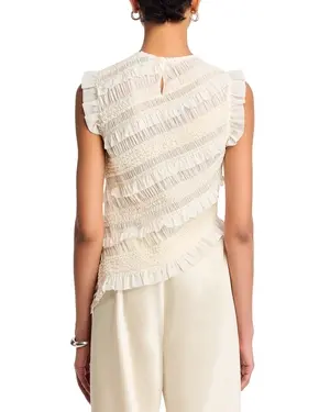 LUVEE Ruffled Asymmetrical Hemming Top