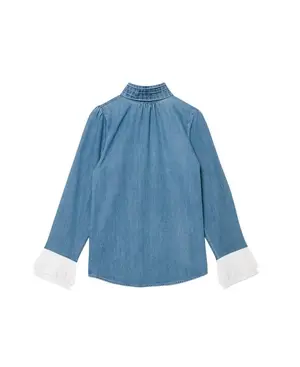 Mint Velvet Denim Blouse With Contrast Cuffs