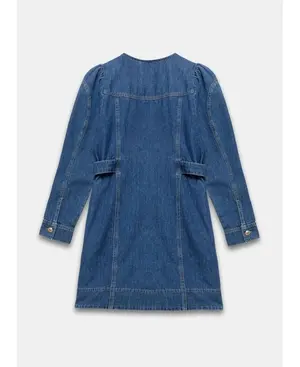 Mint Velvet Denim Puff Sleeve Mini Dress
