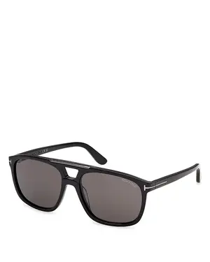 TOM FORD Navigator Sunglasses, 58mm - Shiny Black/smoke