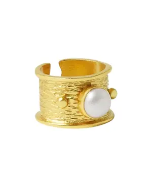 OTTOMAN HANDS Della Pearl Band Ring - Gold