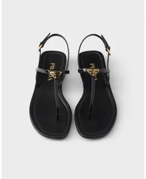 Prada Patent Leather Thong Sandals - Black