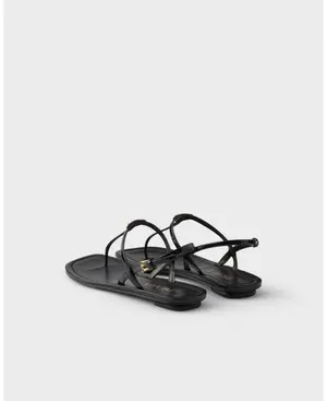 Prada Patent Leather Thong Sandals - Black