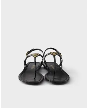Prada Patent Leather Thong Sandals - Black