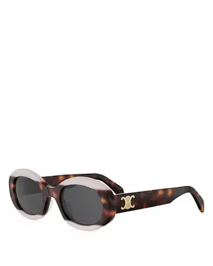 Celine Triomphe Oval Sunglasses, 52mm - Shiny Pink And Havana