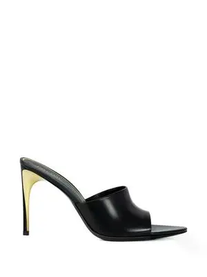 POTAMY Pointed Leather Mules - Black