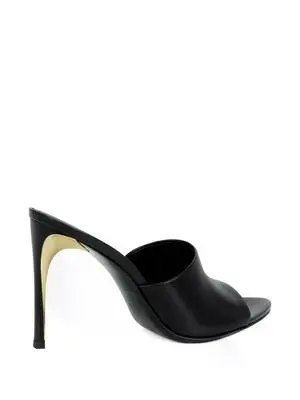 POTAMY Pointed Leather Mules - Black