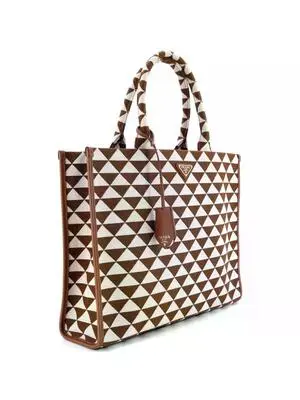 Prada Symbole Shopper Jacquard Large Tote Bag - Brown