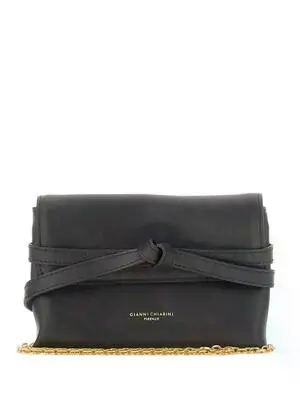 GIANNI CHIARINI Knotted Strap Leather Shoulder Bag - Black