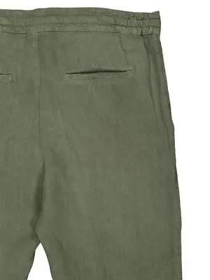 120% Lino Drawstring Trousers - Green