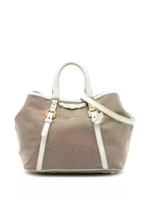 Prada Canvas Canapa Logo Satchel - Brown