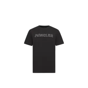 Moncler Space Embroidered Logo Cotton T-shirt - Black
