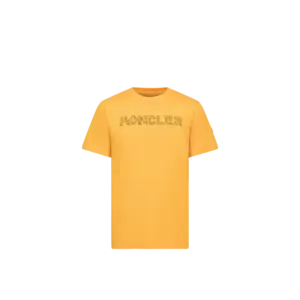 Moncler Space Embroidered Logo Cotton T-shirt - Yellow