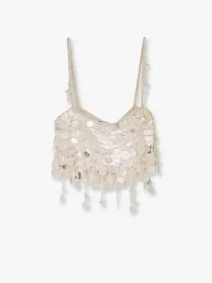 Retrofete Eudora Top With Macrosequins - White