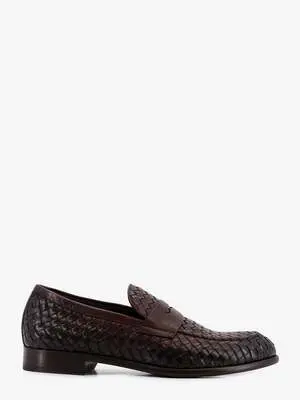 DOUCAL'S Adler Leather Loafers With Woven Pattern - Brown