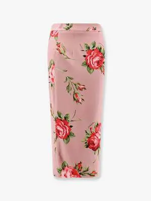Dolce & Gabbana Stretch Silk Long Skirt - Pink