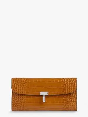 TOTEME Tlock Crocodileprint Leather Wallet - Orange