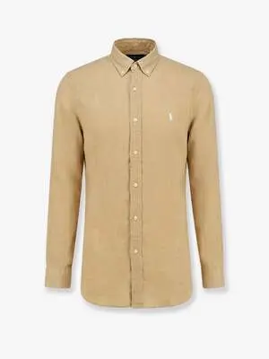 Polo Ralph Lauren Linen Shirt With Logo Embroidery - Beige