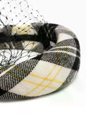 Red Valentino Plaid Headband With Mesh Detailing