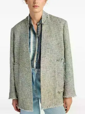 Momoni Catalina Frayed Collarless Jacket