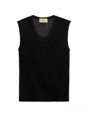 Momoni Sleeveless Ribbed Knit Top - Black