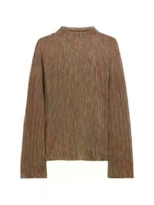 Momoni Ribbed Knit Turtleneck With Flared Sleeves - Brown