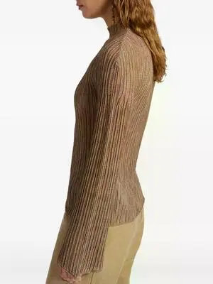 Momoni Ribbed Knit Turtleneck With Flared Sleeves - Brown